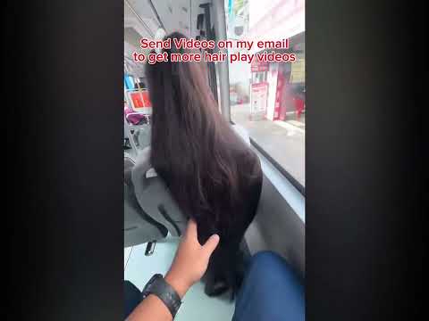 Long silky hair bus touch (full video)