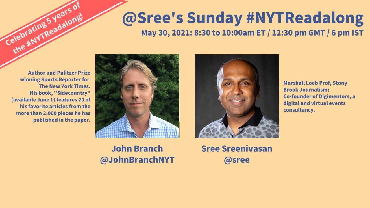#NYTReadalong | John Branch (New York Times Sports Reporter, Author of ...