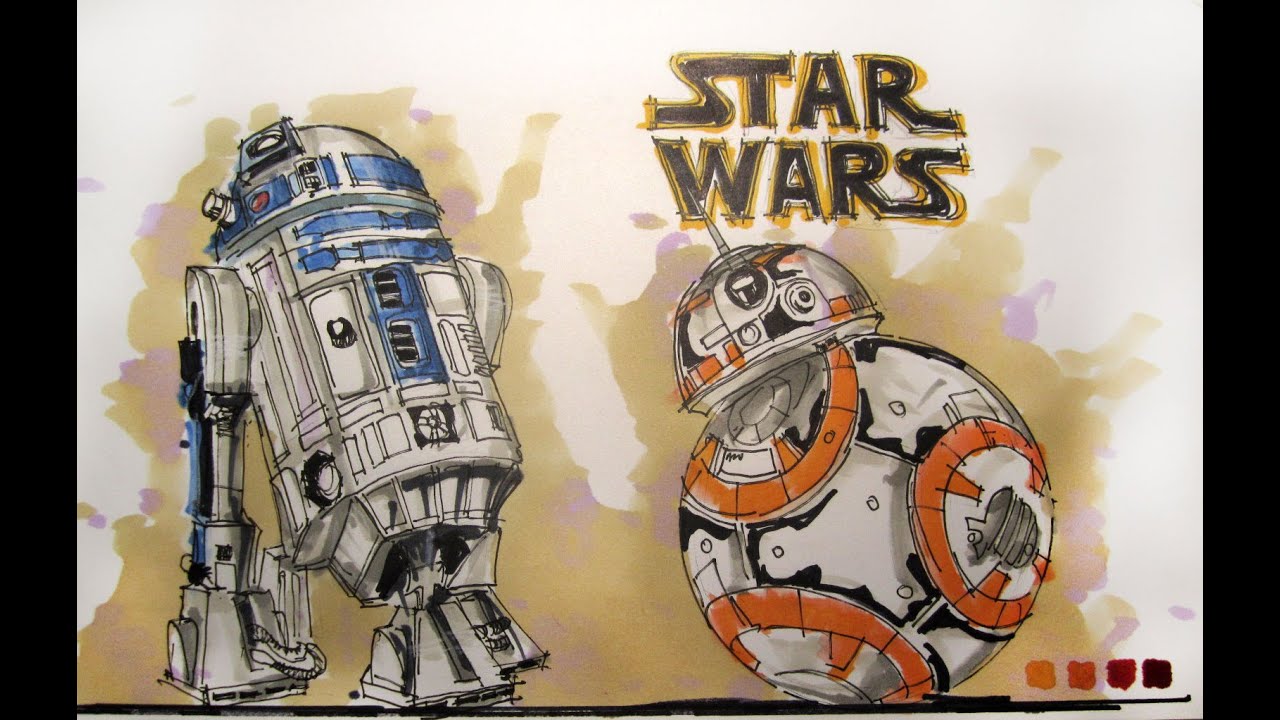 TV/Movie Series: Star Wars R2-D2 and BB-8 Time-Lapse Drawing - YouTube