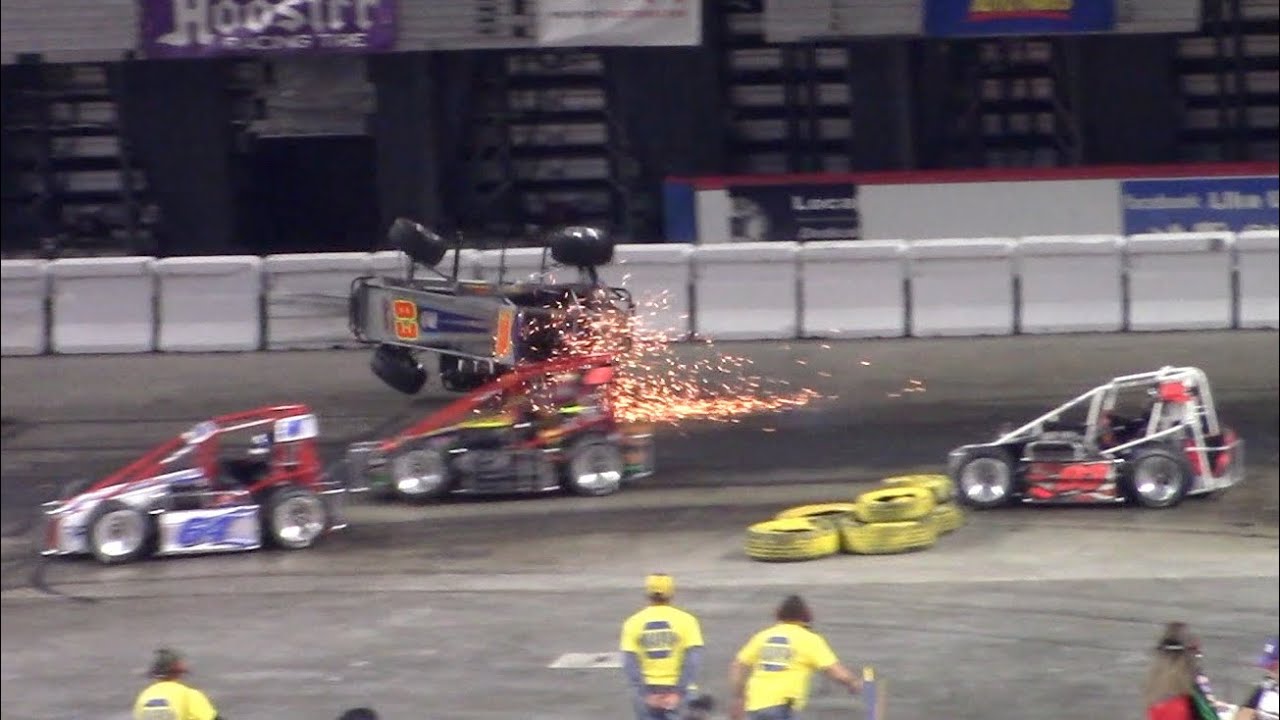 Ryan Tidman TQ Midget Crash Flip Atlantic City Gamblers Classic Indoor ...