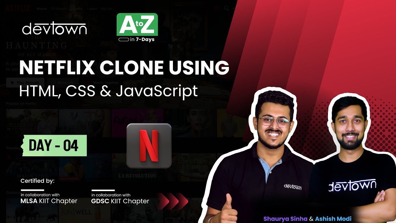 [LIVE] DAY 04 - Netflix Clone using HTML, CSS & JavaScript | COMPLETE in 7 - Days - YouTube