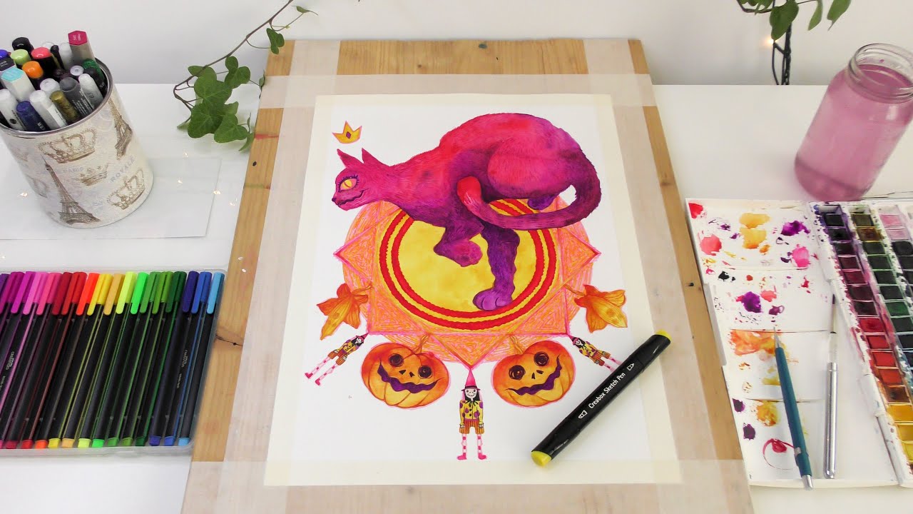 Halloween Spooky Illustration - Watercolor Painting - YouTube