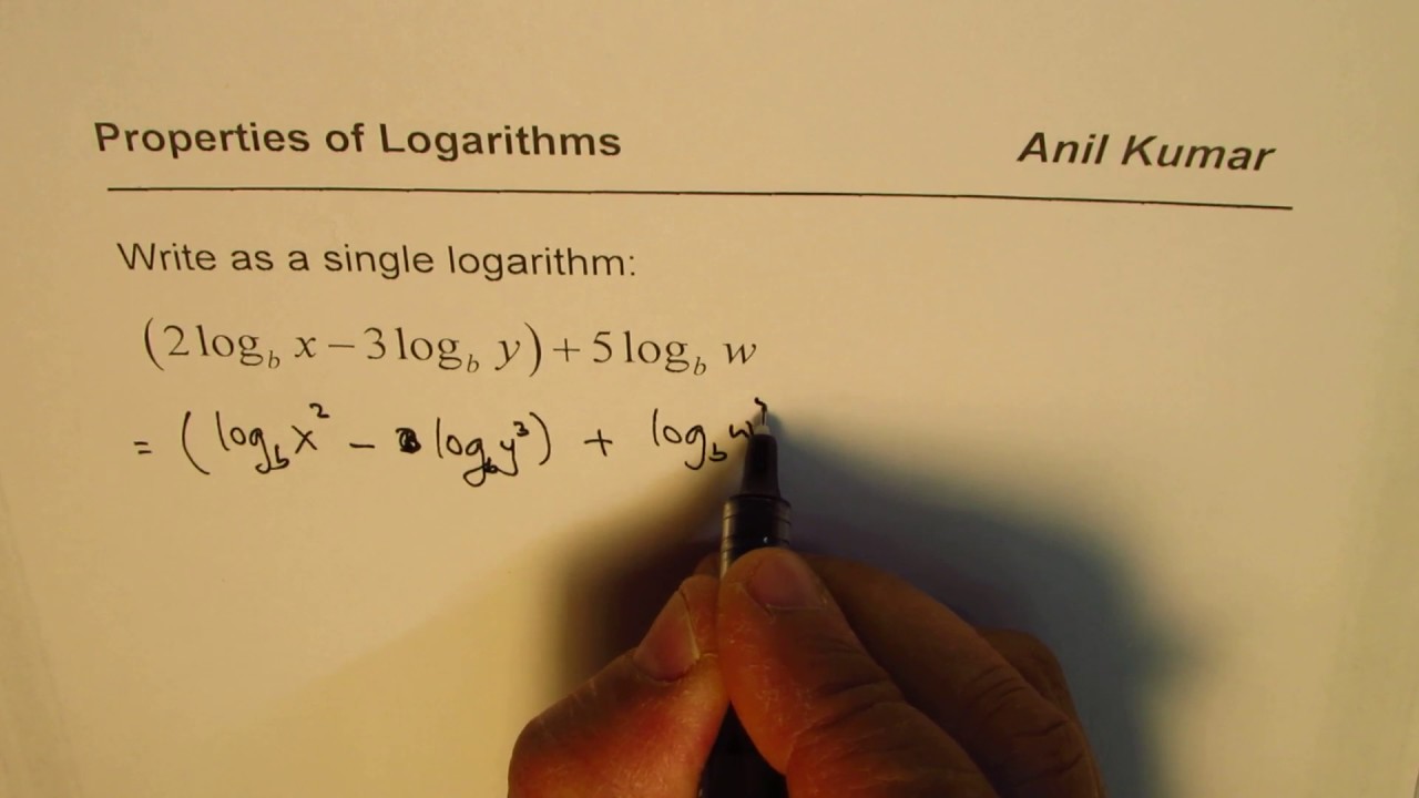 Properties of Logarithms to Write as Single Term - YouTube
