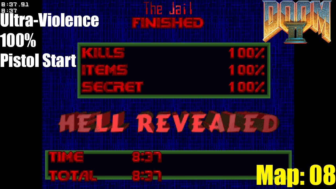 Hell Revealed Map 08 - The Jail UV 100% Pistol Start - YouTube