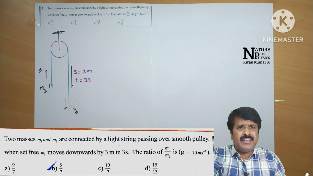 two masses are m1 m2 connected by Light string passing through smooth ...