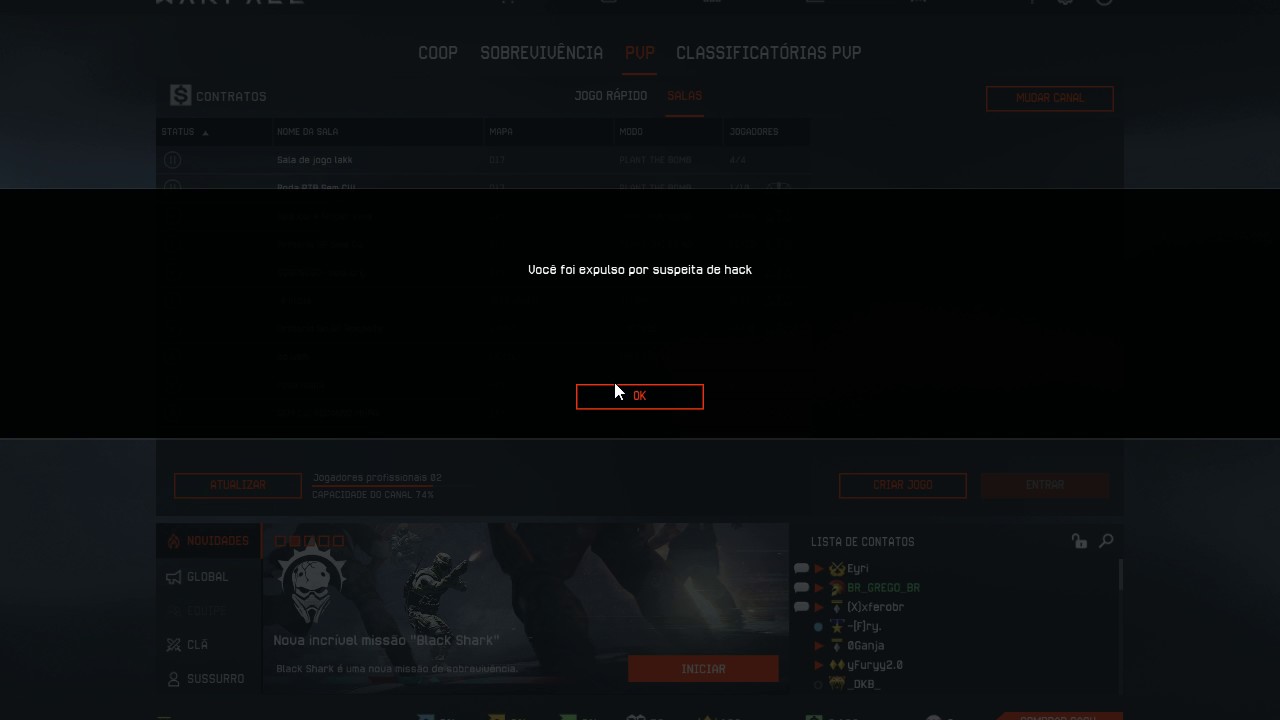 warface bugs : voce foi expulso por suspeita de hack - YouTube