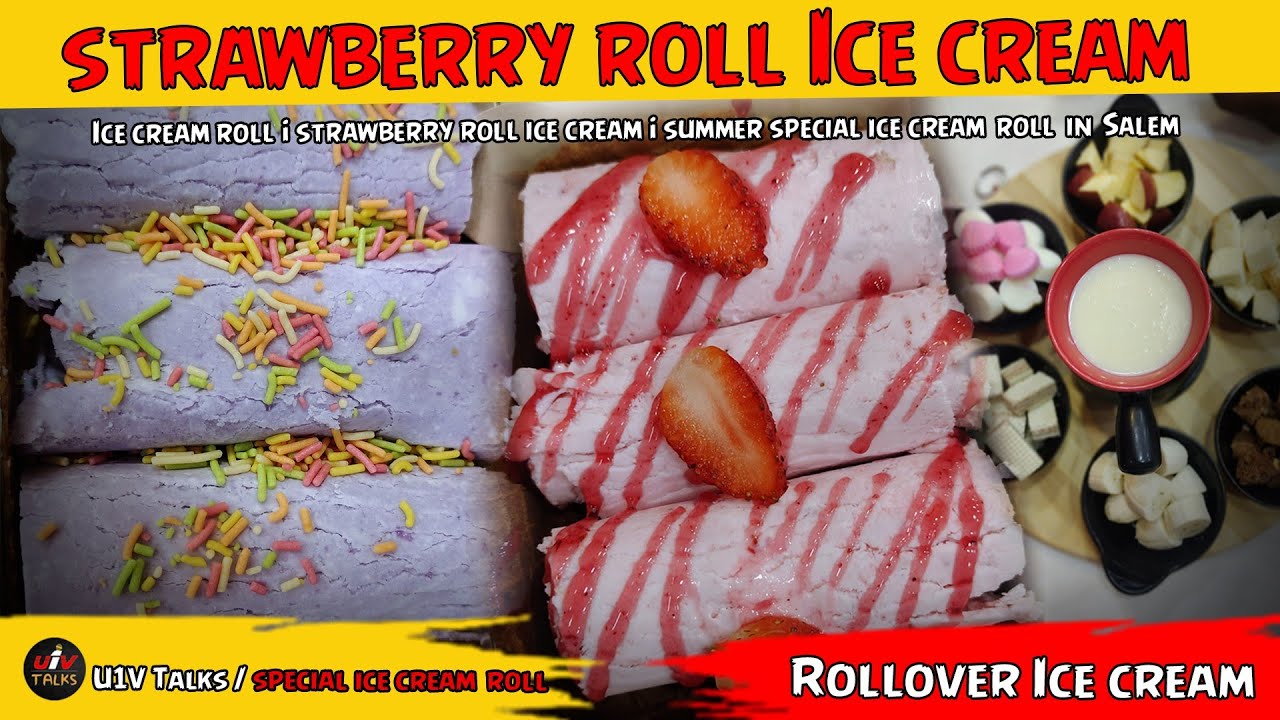 Ice cream roll | strawberry roll ice cream | summer ice cream roll in ...