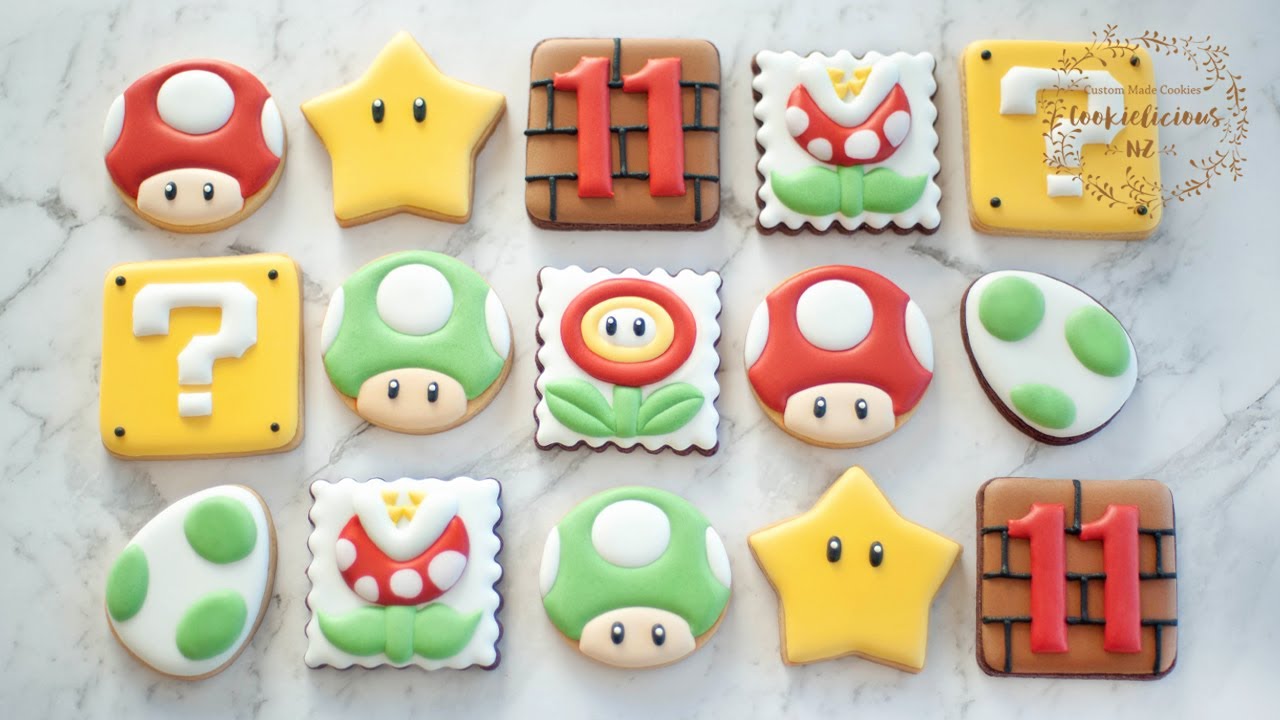 How to decorate SUPER MARIO Cookie ~ with simple shapes - YouTube