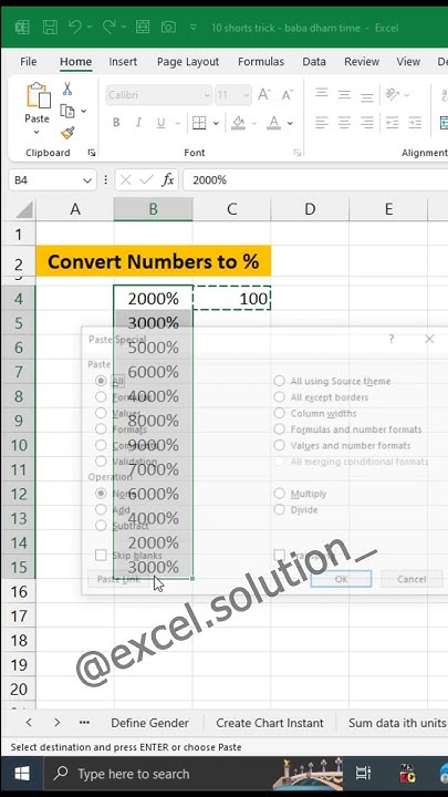 Convert Number To Percentage In Excel Shorts Excelshorts Exceltricks Youtube