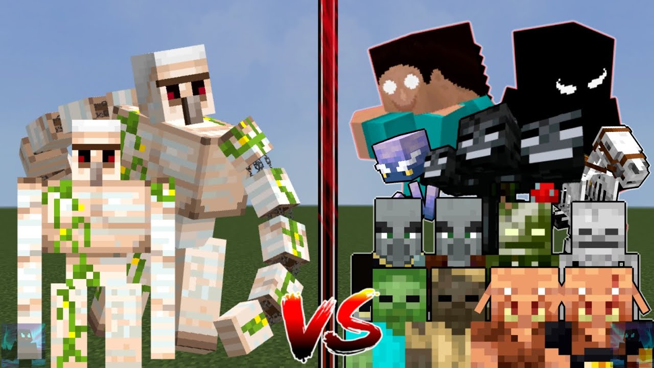 Iron Golem + Upgraded Iron Golem vs every mob, all mobs, Herobrine | Minecraft PE Mob Battle ...