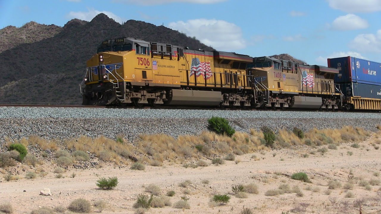 Union Pacific 7506 East Climbing Through Shawmut, AZ. 5-8-15 - YouTube