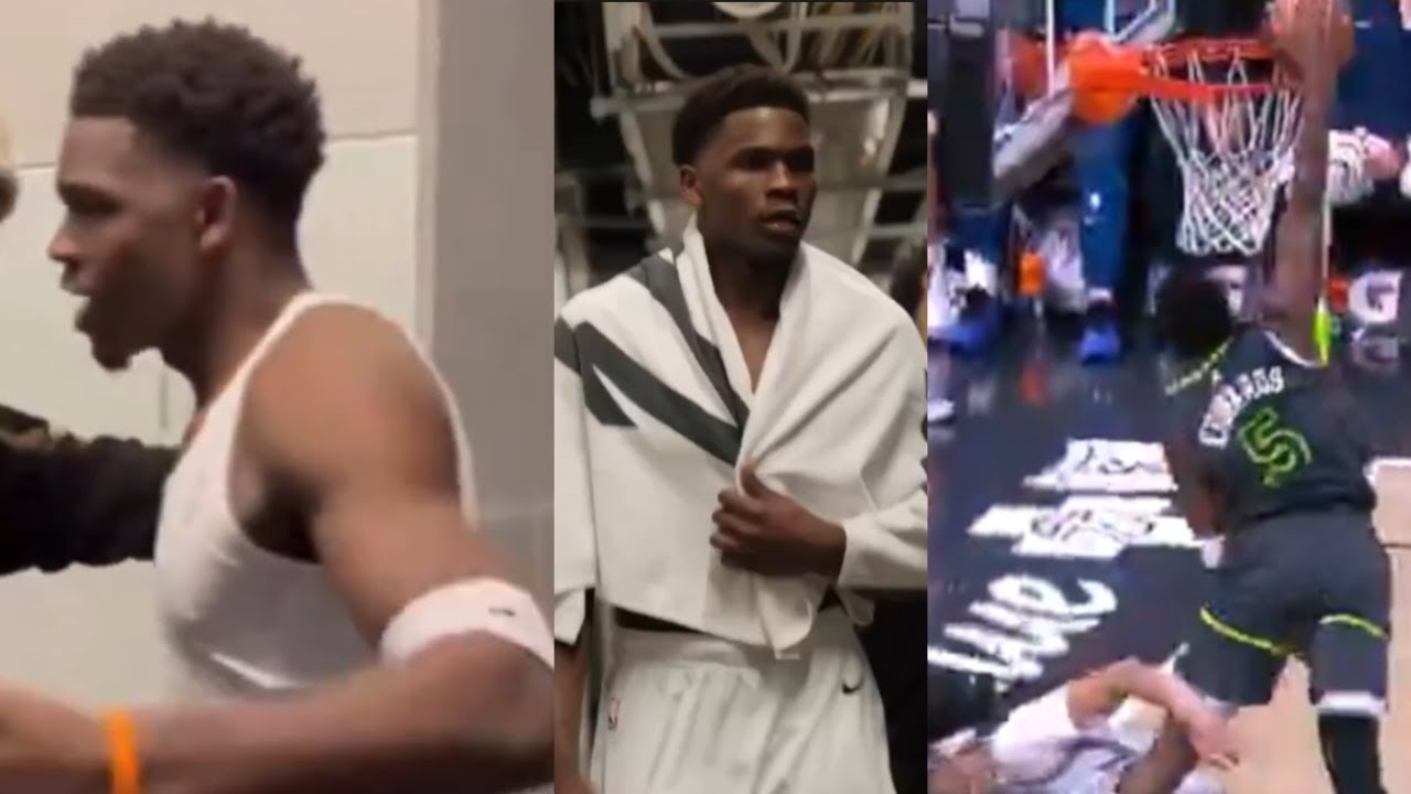 Anthony Edwards in Locker hilariously REACTS to crazy poster dunk ...