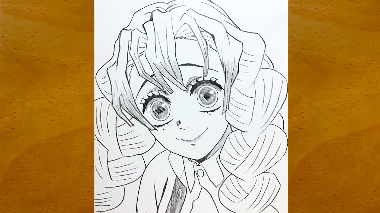 Anime sketch | How to draw Kanroji Mitsuri from Demon Slayer | Kimetsu ...