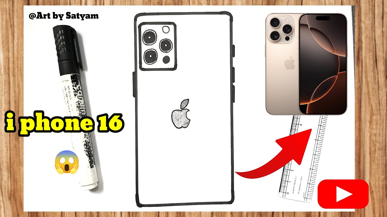 How to draw an 🍎 iphone 16 📱| Easy drawing step by step!! 👈 - YouTube