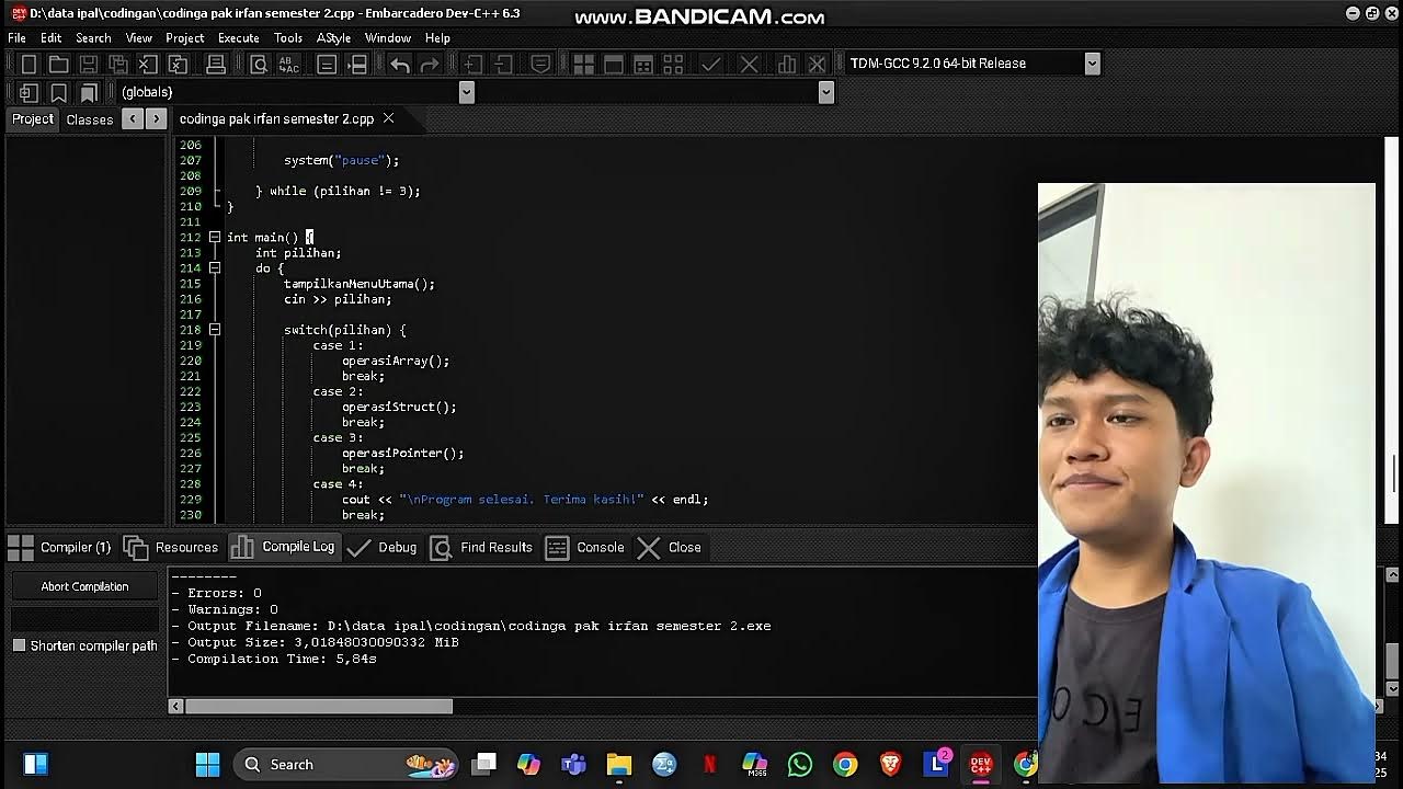 Tugas Pemrograman Menu C++ Array, Struct, Pointer - Athifal Jauza - 241091900127 - YouTube