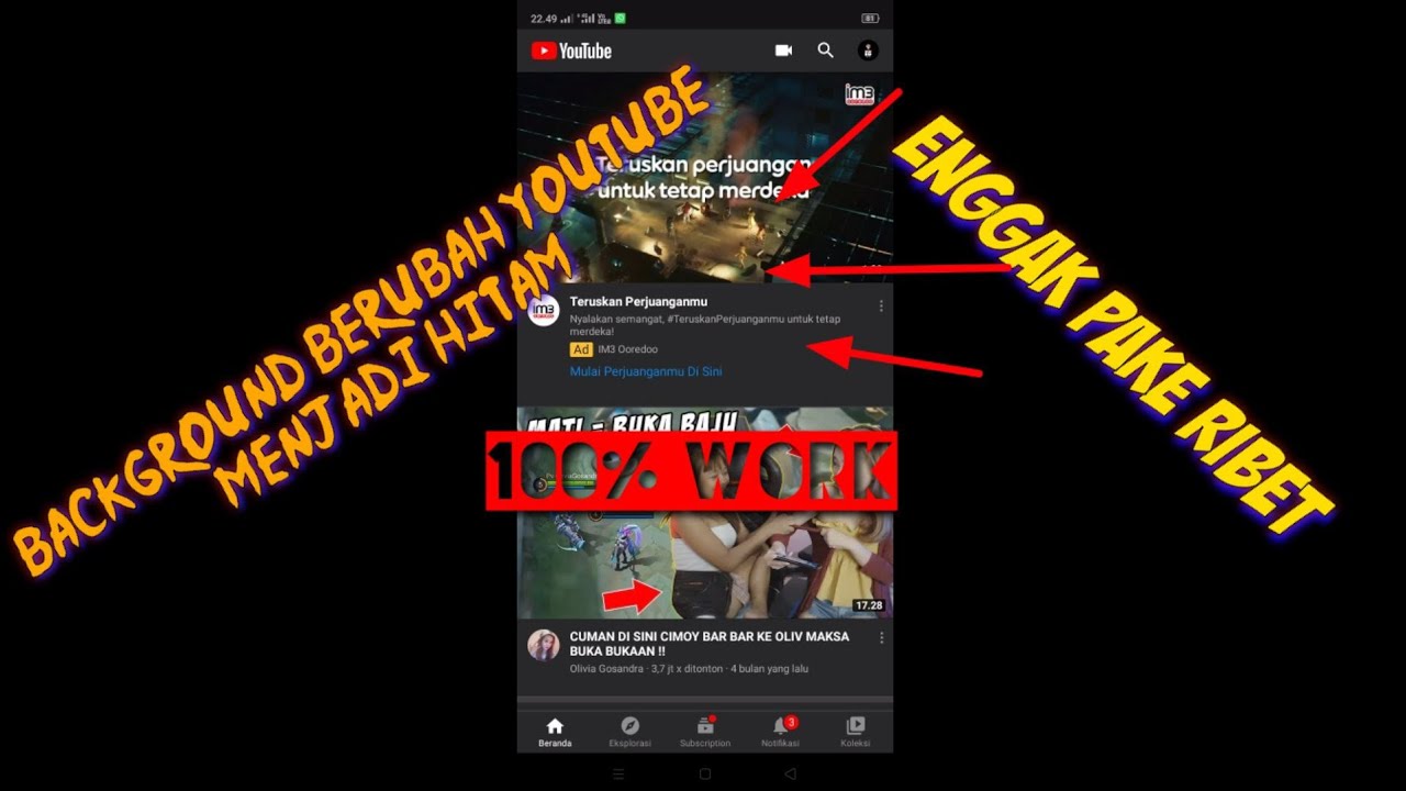TUTORIAL MENGUBAH BACKGROUND YOUTUBE MENJADI HITAM - YouTube