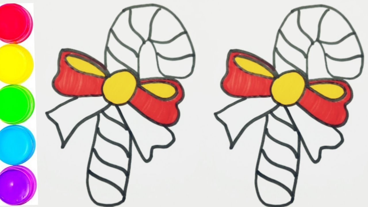 How to Draw Christmas Candy stick for kids | Christmas candy Drawing ...