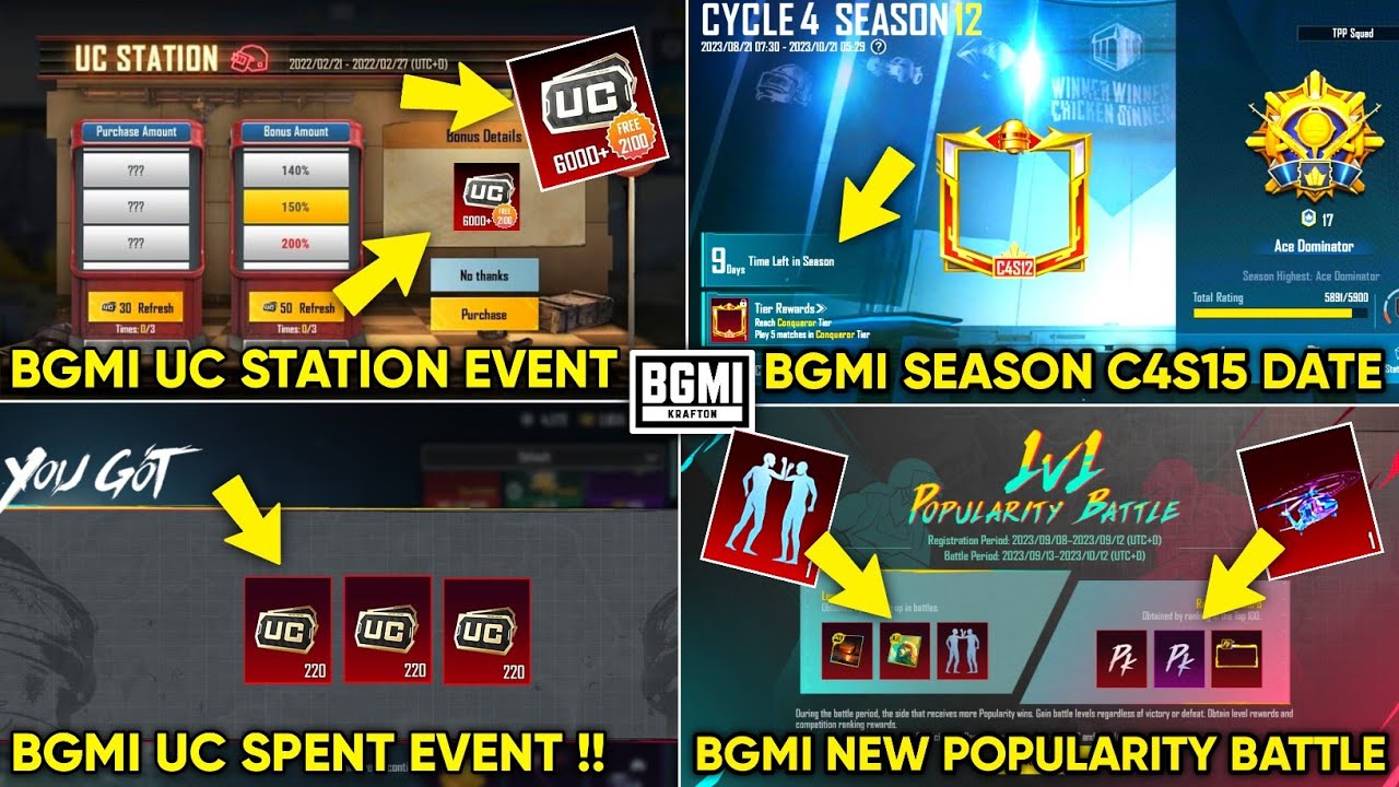 😍BGMI NEW UPCOMING EVENTS | FREE UC & POPULARITY IN BGMI💥| BGMI NEW ...
