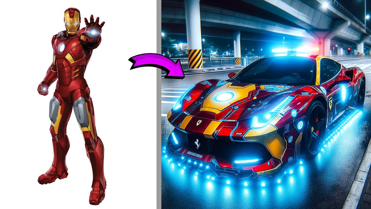 SUPERHERO Team Turns Into A Super Police Car 🔥 All Characters ( MARVEL ...