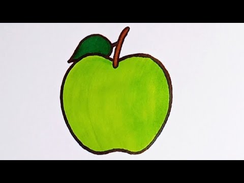 how to draw green apple 🍏green apple drawing easy🍏 - YouTube