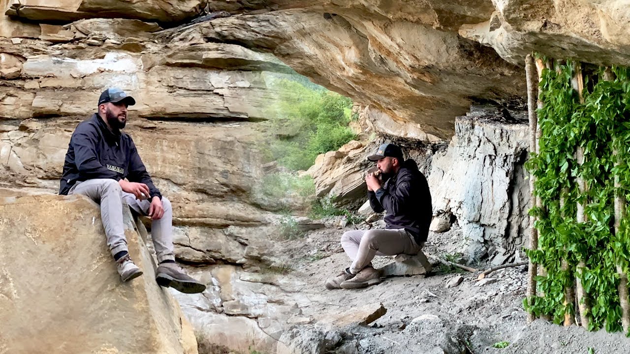 Bushcraft Shelter Camping in Mountain Cave, Survival Adventure, Forest ...