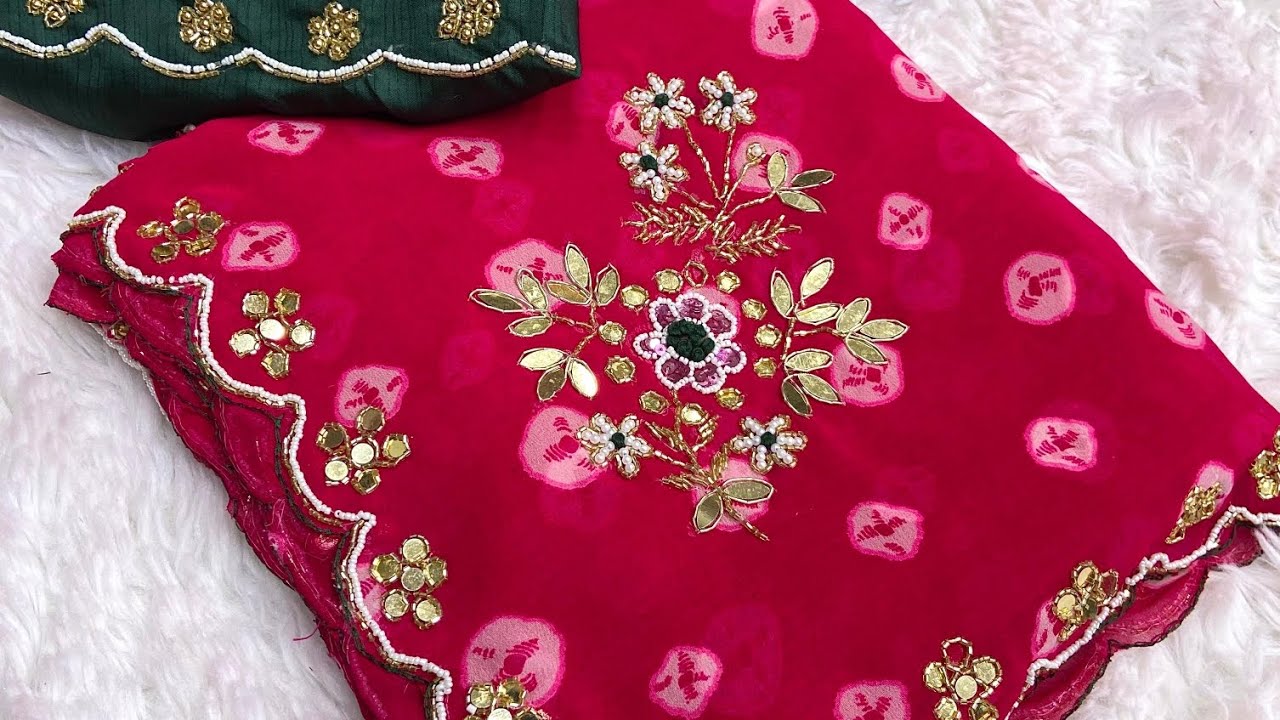best pure c*c Goregette febrice saree with beutifull khatli end moti ...