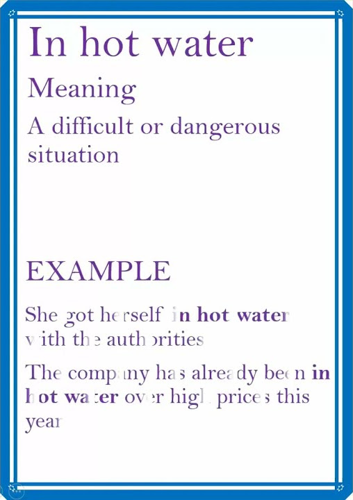 #Idiom of the #day #in #hot #water #ielts #idioms #idioms_and_phrases ...