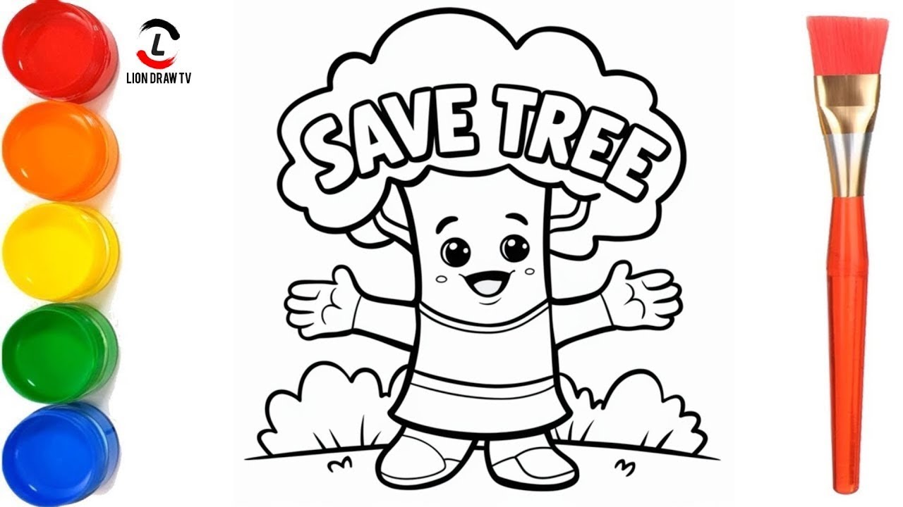How to Draw save tree drawing, Painting and Coloring for Kids ...