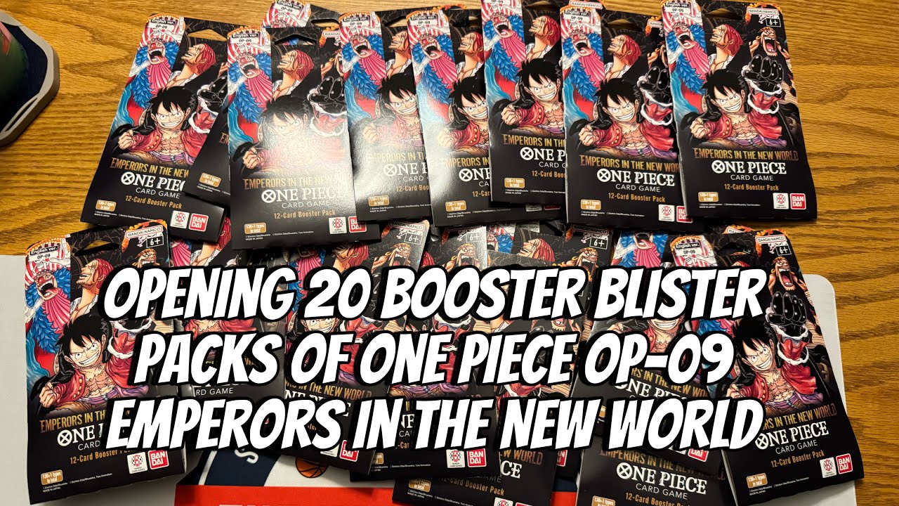 Opening 20 Sleeved Booster Hanger Packs of One Piece OP-09 Emperors in ...
