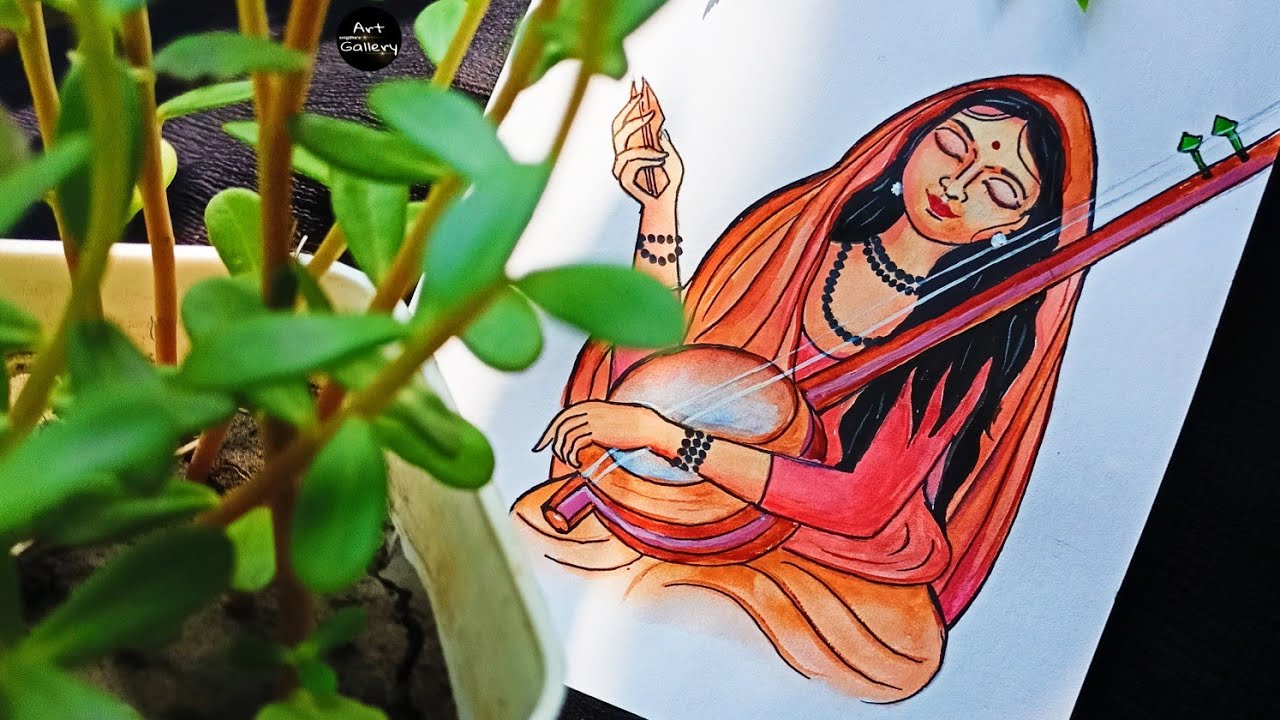 (part 1)meera bai painting with watercolor. watercolor painting # ...