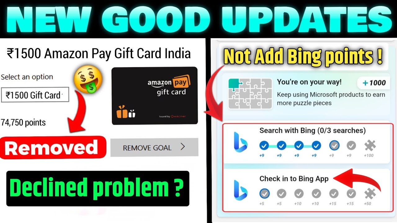 Microsoft Rewards New Update | Amazon Gift Card Declined Problem🤑 - YouTube