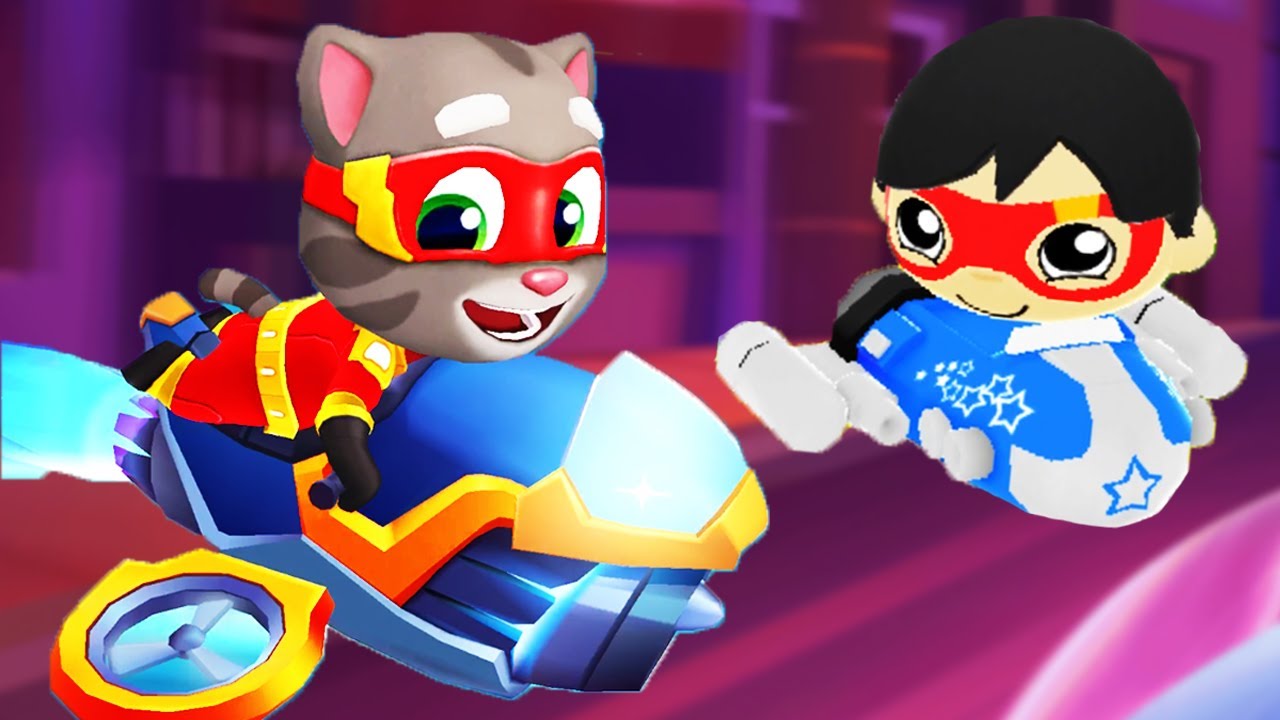 Talking Tom Hero Dash Jet Bike VS Tag with Ryan - YouTube
