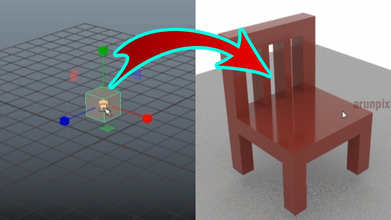 Maya for Beginners | Create 3d model of Chair from cube in MAYA | Learn ...