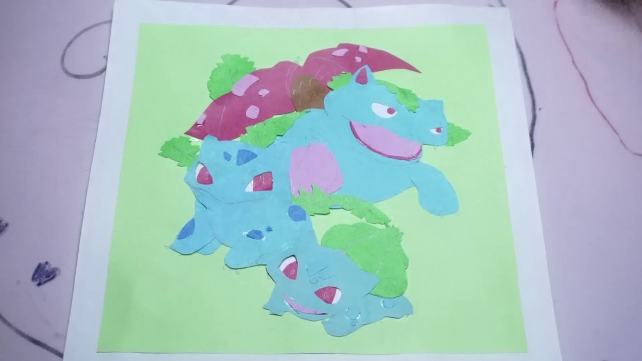 POKEMONNNN (Bulbasaur evolution origami layering art) - YouTube