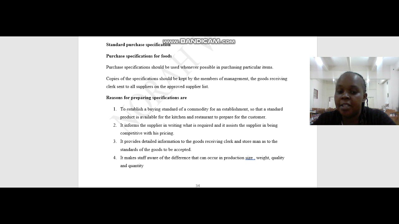 STANDARD PURCHASE SPECIFICATION - YouTube