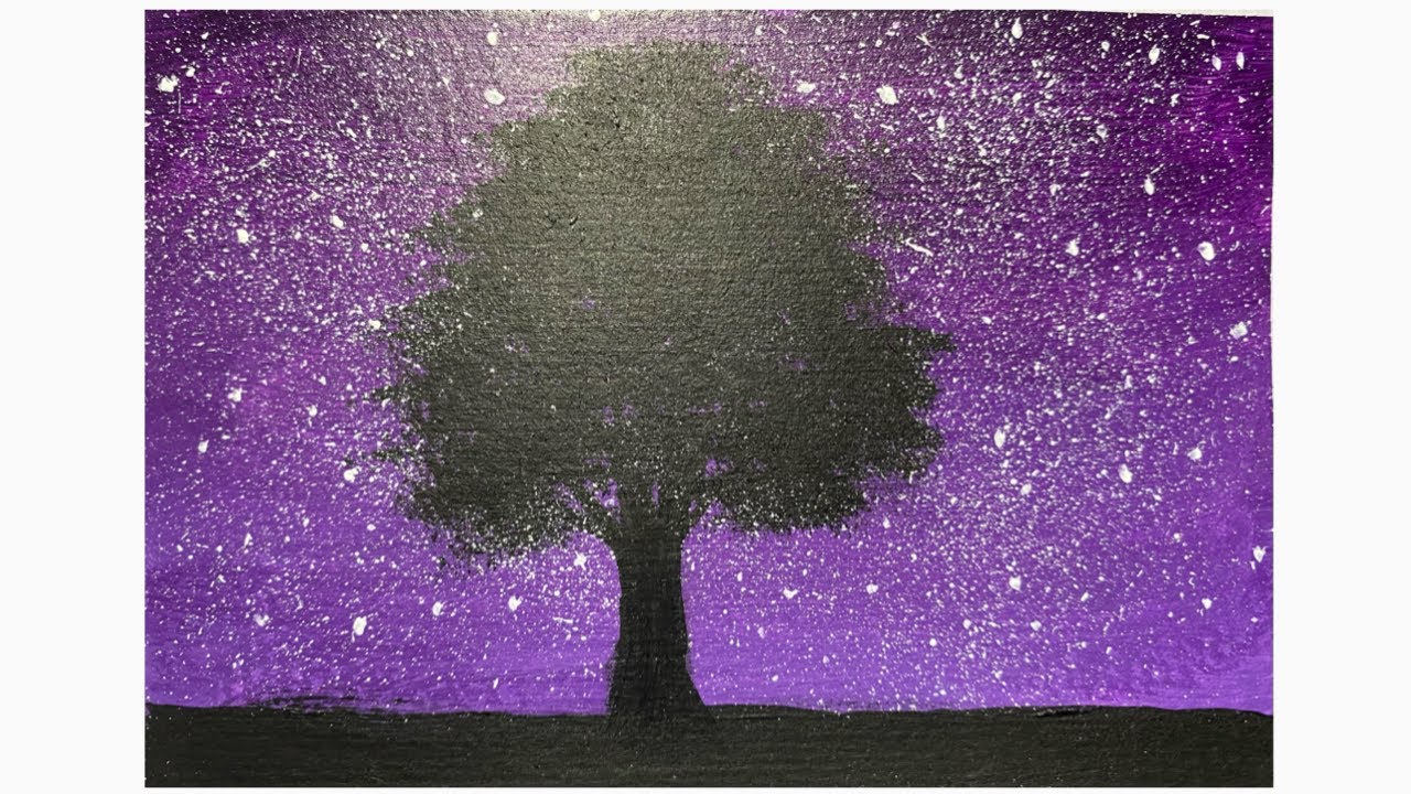 Easy Acrylic Painting | Starry Night Painting | Purple Painting ...