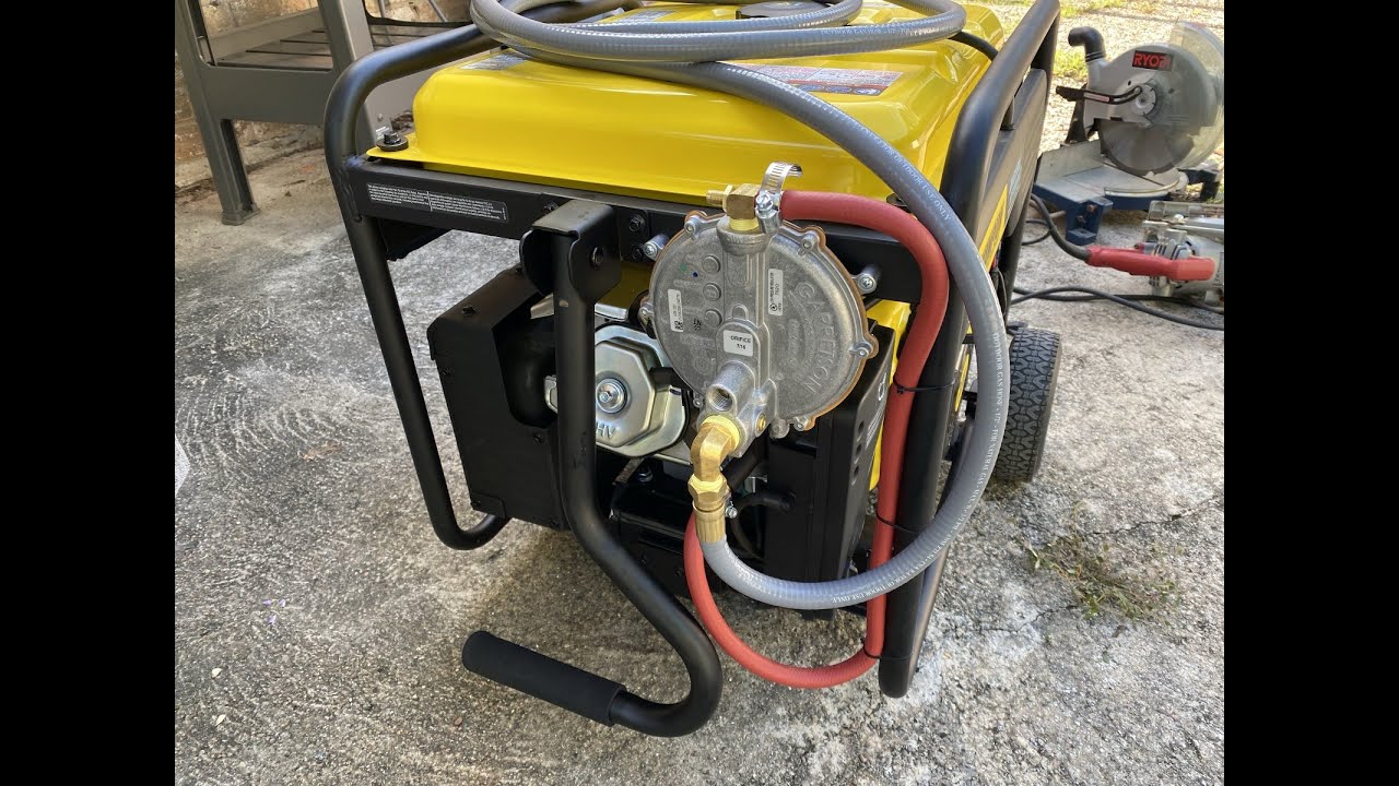 Champion 8750w (Model 100520) with Nashfuel Tri-fuel kit - YouTube