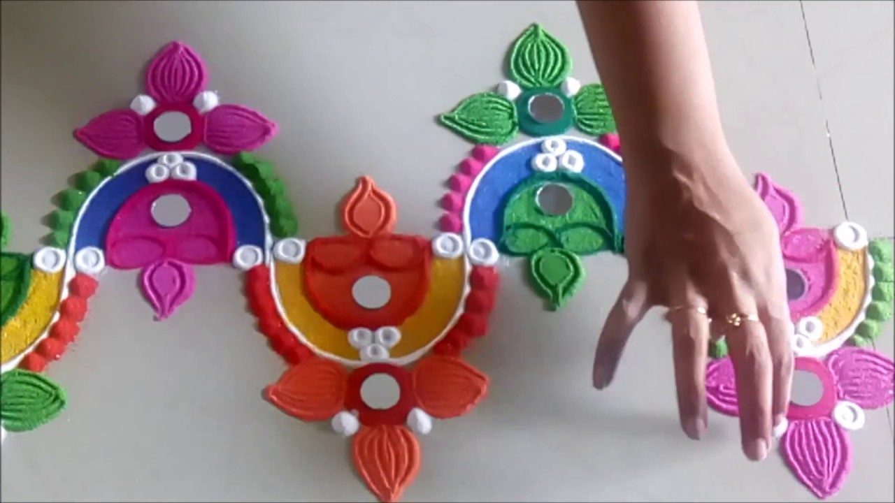 Super Easy Technique of Diya Border Rangoli Design| Diwali Special ...