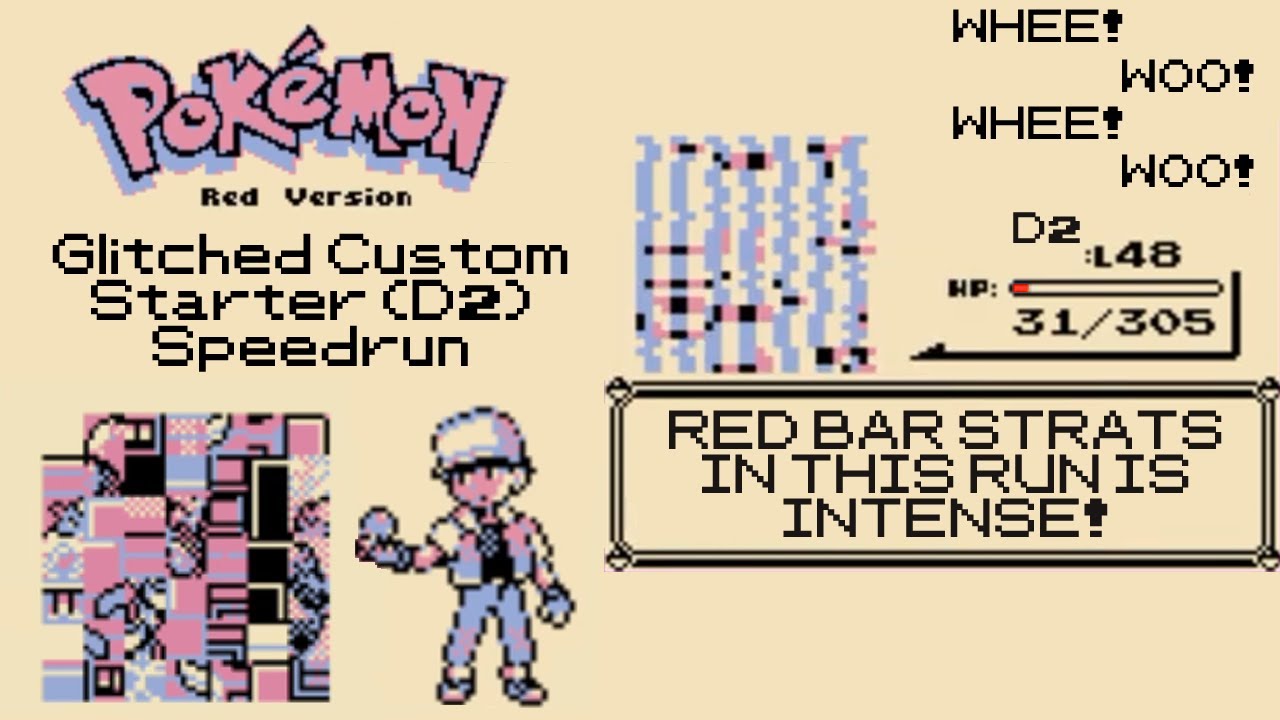 Pokémon Red Glitched Custom Starter D2 Speedrun (Red Bar Strats) - YouTube