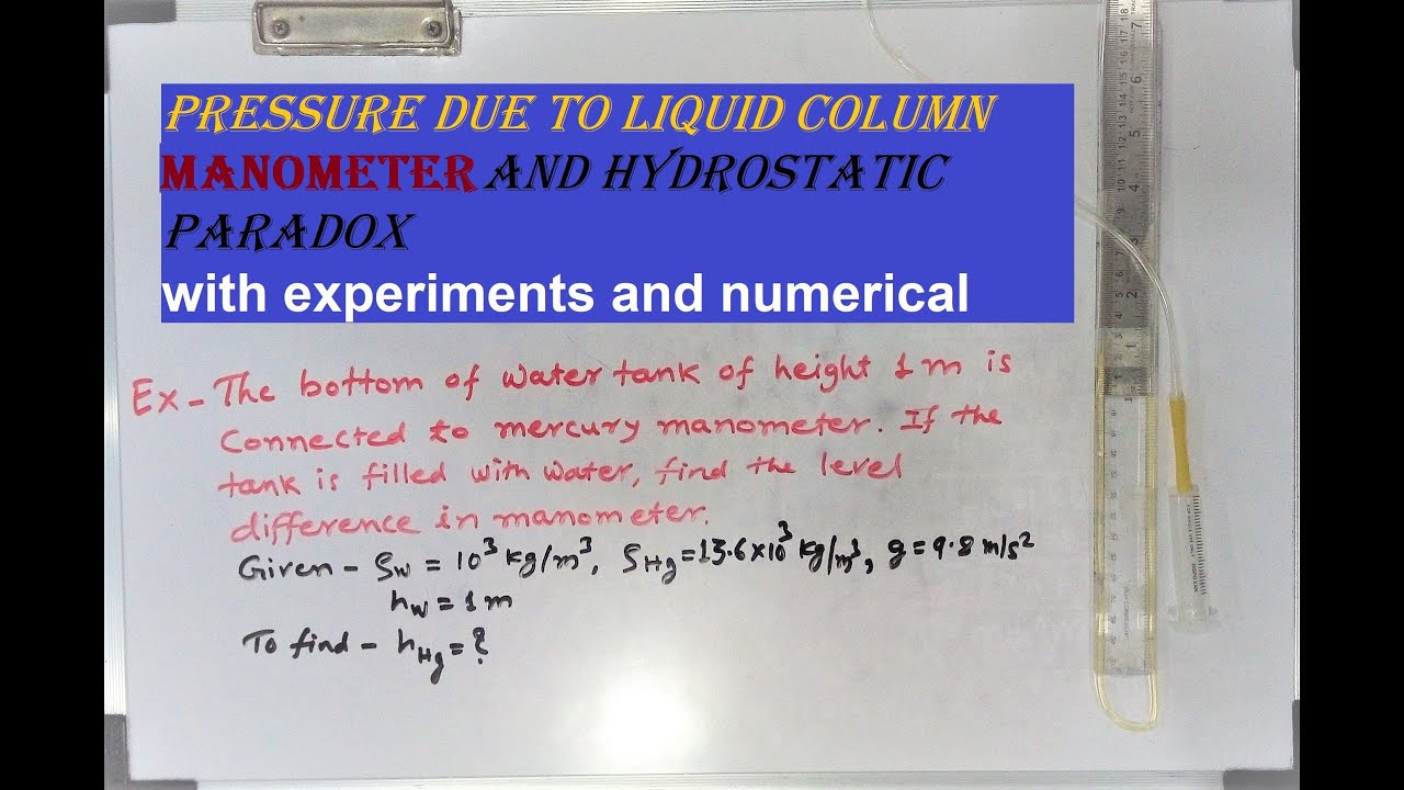 pressure due to liquid column with experiment & numericals / mechanical ...
