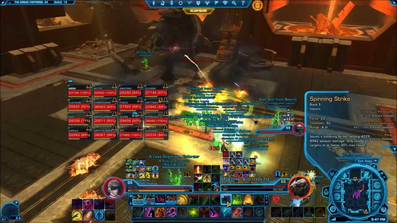 SWTOR Dread Fortress Grob'Thok 16 Man Hard Mode (Offtank Perspective ...