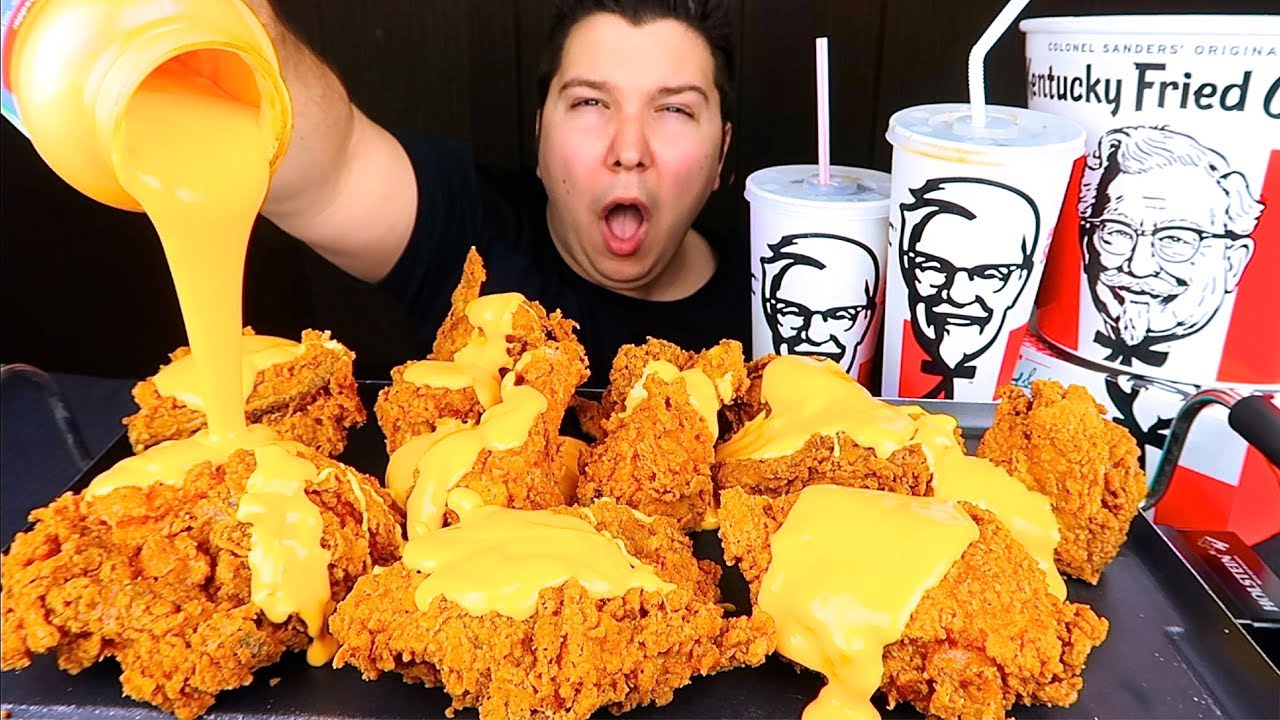 Cheesy KFC Chicken • MUKBANG - YouTube