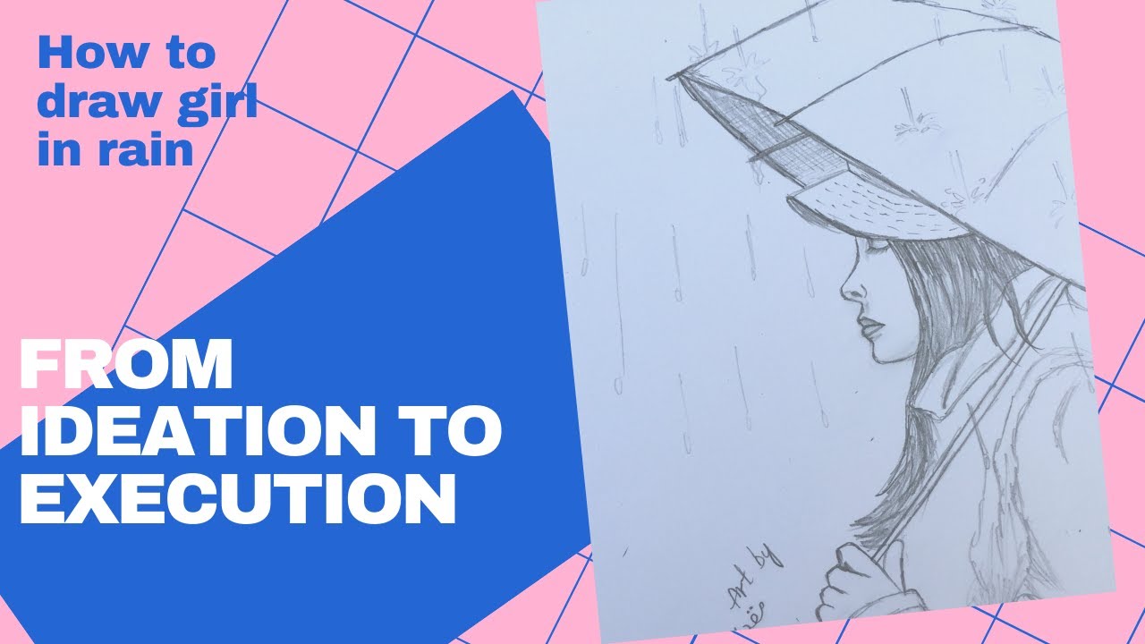 Simple sketch of girl | live sketching | girl in rain sketch | Moki's ...