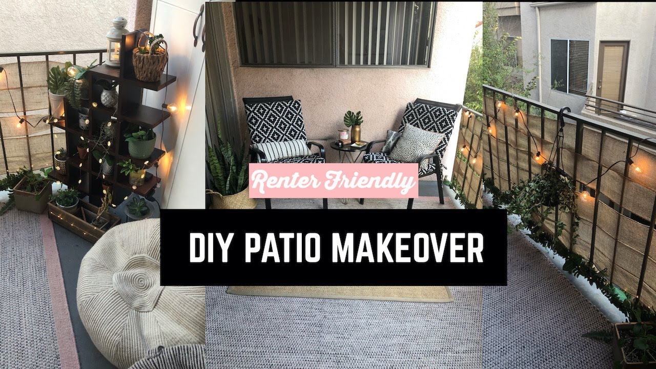 DIY PATIO MAKEOVER (RENTER FRIENDLY) - YouTube