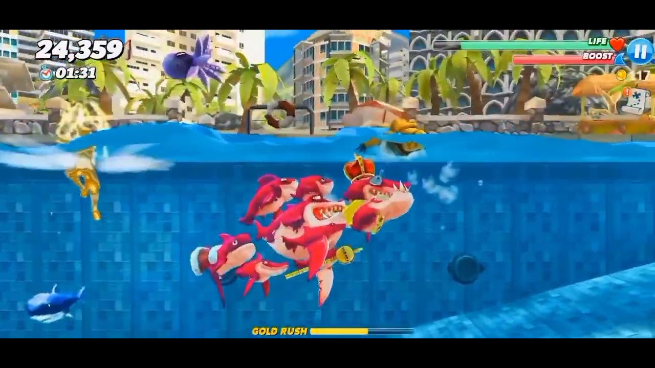 Hungry shark swimming pool attack - YouTube