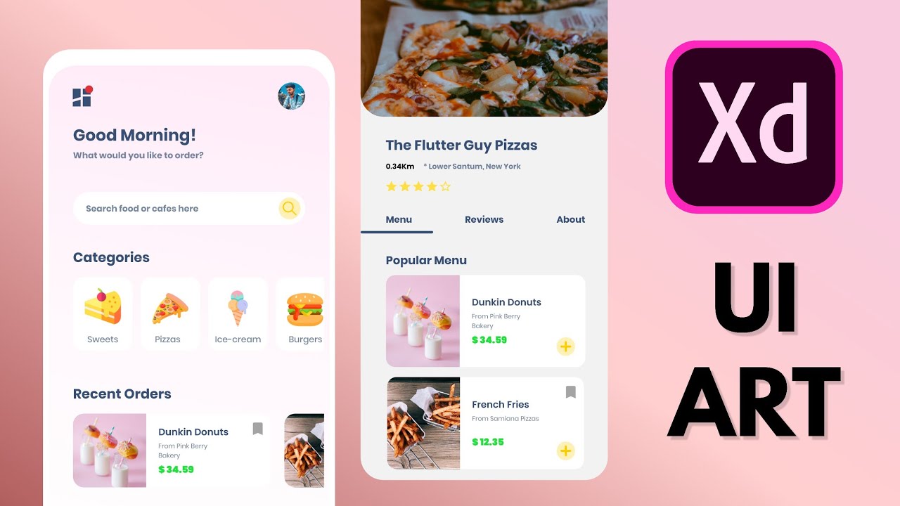 Food Delivery App UI Design in Adobe XD | SpeedArt | Simple | Clean ...