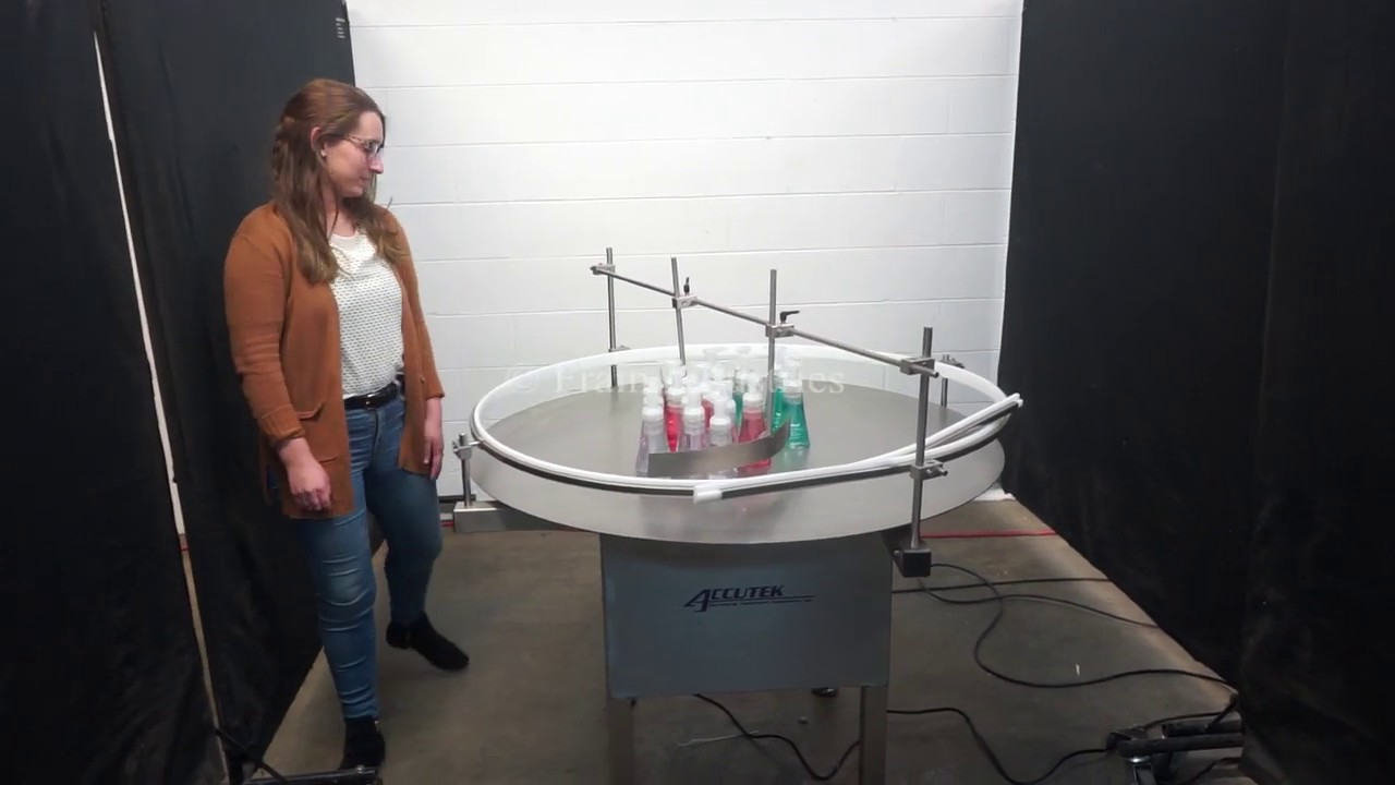 Accutek, 48"diameter, stainless steel, rotary disc unscrambler - YouTube