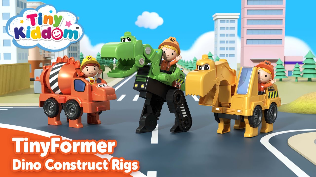 Tiny Kiddom TinyFormer Dino Construct Rigs Playset - YouTube