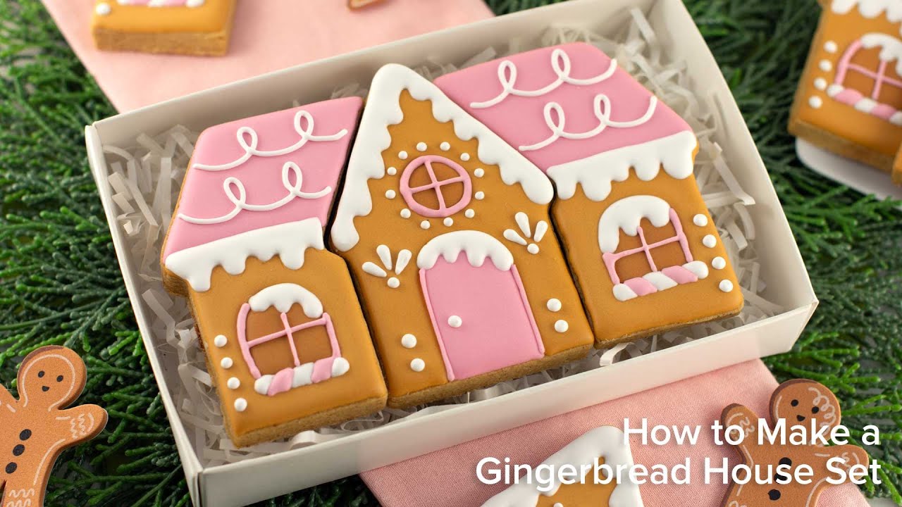 Decorating a Gingerbread House Cookie Set for Christmas | Cookie ...