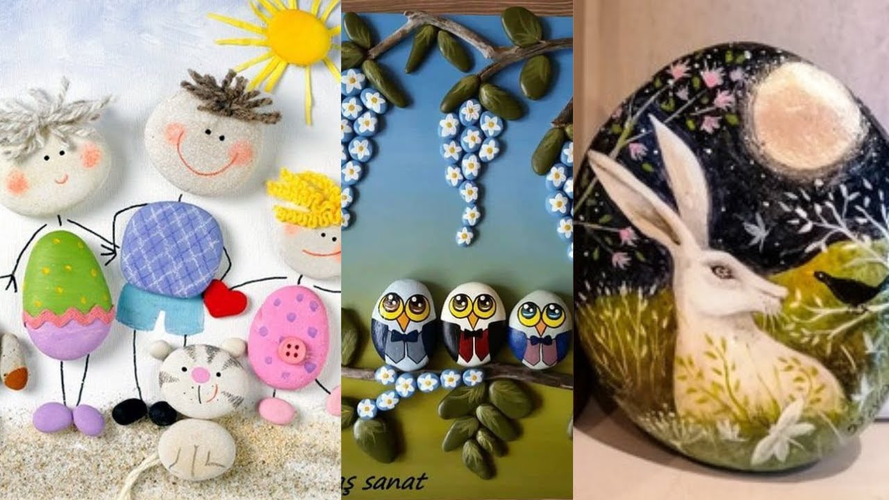 stone art/stone acrylic paint art - YouTube